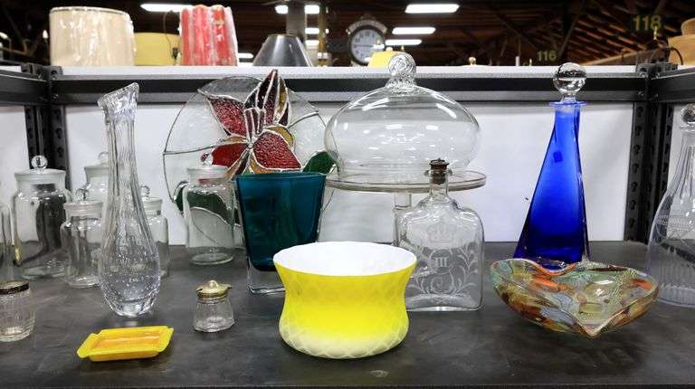Lot Vintage Glass Canisters, Liquor Decanters, Murano Art Glass Type ...
