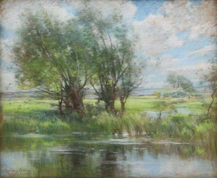 John Appleton Brown (Mass. 1844-1902) Impressionist Pastel Landscape ...
