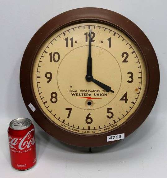 Vintage Naval Observatory Western Union Wall Clock - Dixon's Auction at Crumpton