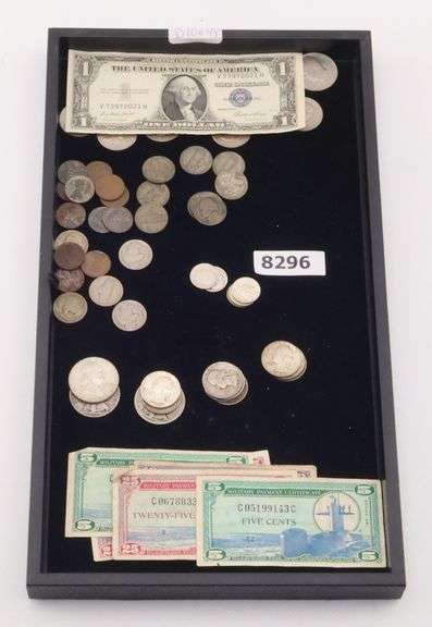 Group of U.S. Type Coins and Paper Money. Includes $4.45 90% Face Value ...