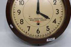 Vintage Naval Observatory Western Union Wall Clock - Dixon's Auction at Crumpton