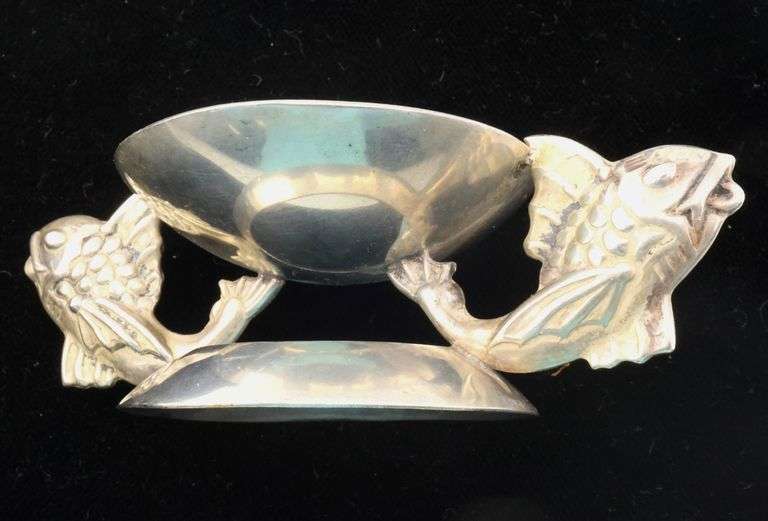 (5) Taxco Mexico Sterling Silver Figural Fish Salt Cellars, 7.2 ozt ...