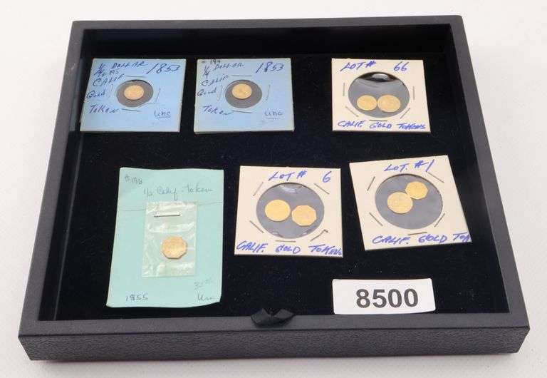 Collection of California Gold Tokens. (4) 1/4 Tokens and (5) 1/2 Tokens ...