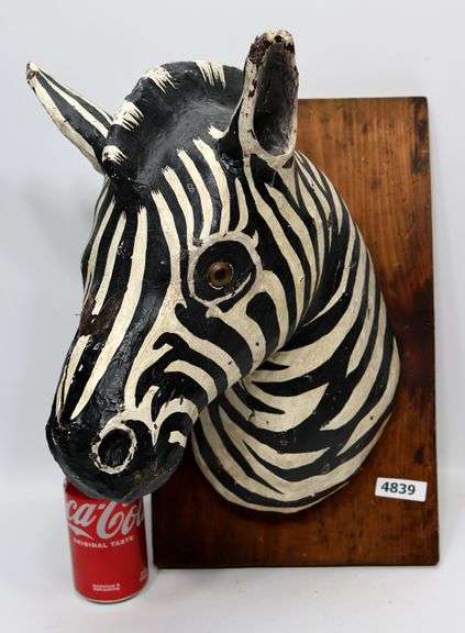 Vintage Paper Mache Zebra Head Sculpture - Dixon's Auction at Crumpton