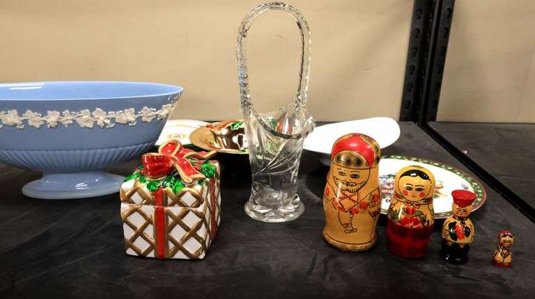 Lot Nesting Dolls, Wedgwood China, Art Glass Compote Etc. - Dixon's ...