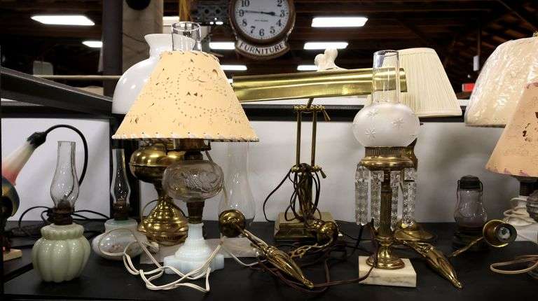 Lot of Vintage Brass & Glass Table / Oil Lamps - Dixon's Auction at ...