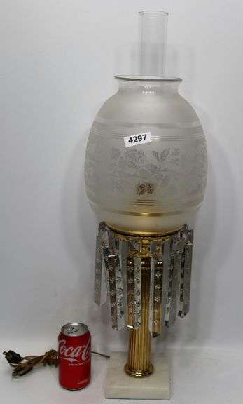Antique Astral Lamp with Acid Etched Shade - Dixon's Auction at Crumpton