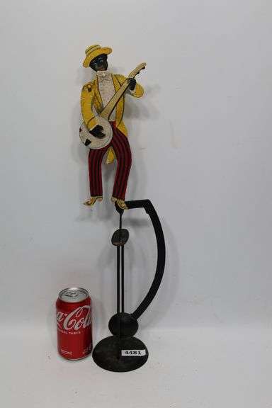 Primitive Painted Metal Banjo Player Kinetic Sculpture - Dixon's ...