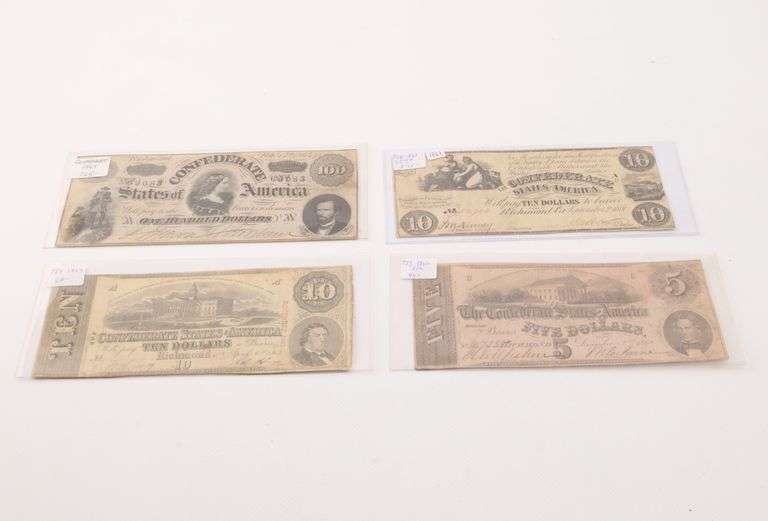 (4) Confederate States Notes - Dixon's Auction at Crumpton
