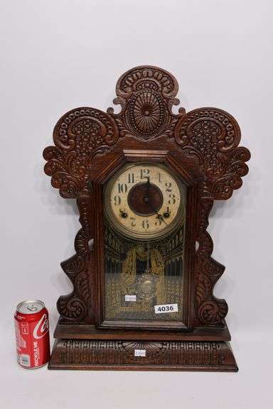 Antique Oak Gingerbread Mantel Clock - Dixon's Auction at Crumpton