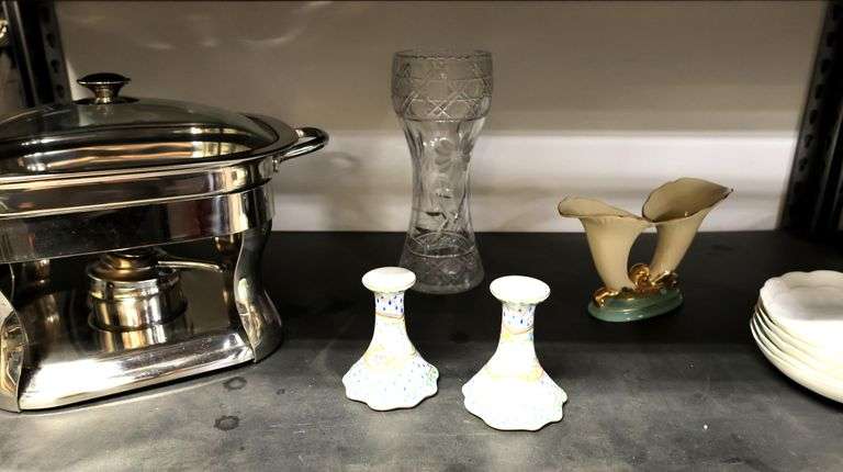 Kaiser China Dishes, Art Pottery Planter, Candlesticks, Crystal Wheel ...