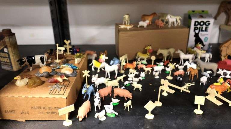 Collection of Miniature Plastic Farm Animals, Wood Cut Outs & Carved ...