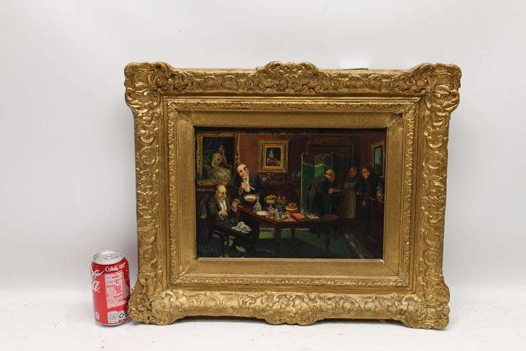 Antique Oil on Board Humorous Genre Painting Signed Geo. Fox - Dixon's ...