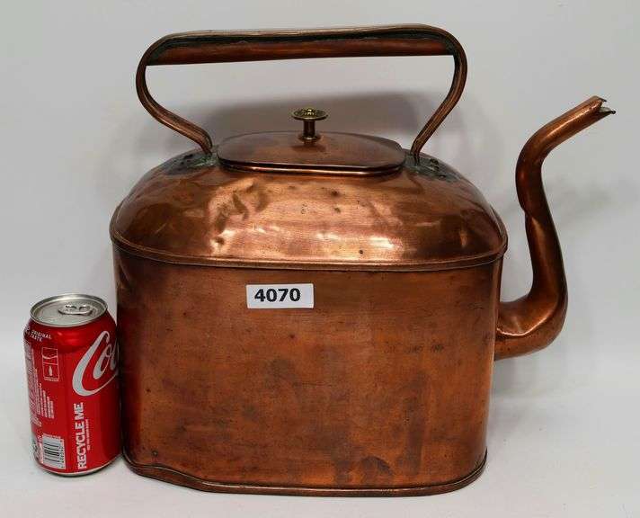 Antique Oversized Copper Kettle, Dents - Dixon's Auction at Crumpton