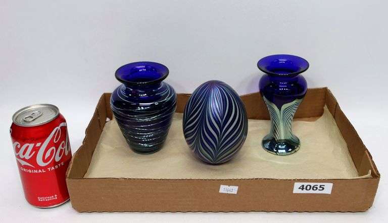 Contemporary Art Glass Vases and Egg Including Correia and Vandermark ...