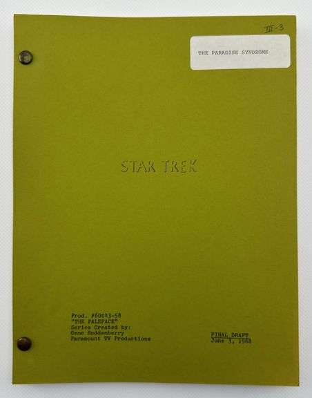Star Trek: TOS Original Series Script "The Paradise Syndrome" - Dixon's ...