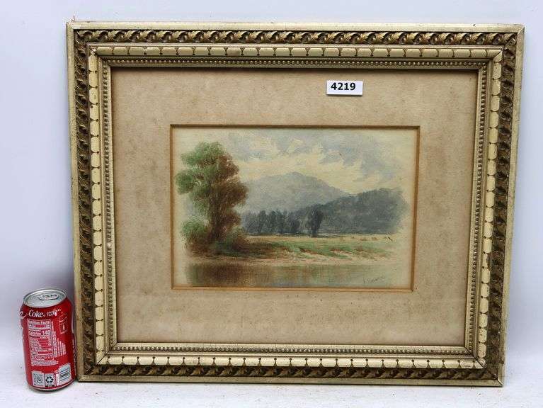 J. Bauer Watercolor Landscape - Dixon's Auction at Crumpton