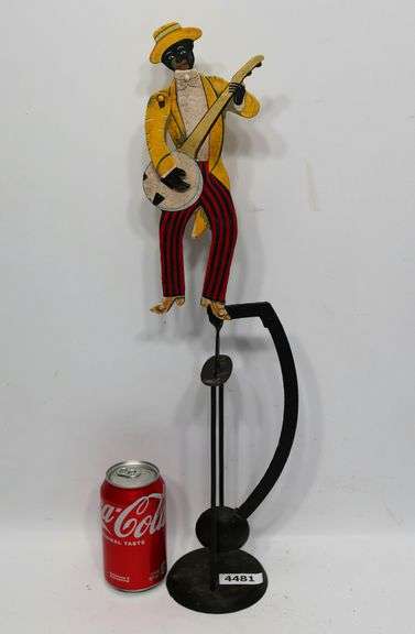 Primitive Painted Metal Banjo Player Kinetic Sculpture - Dixon's ...