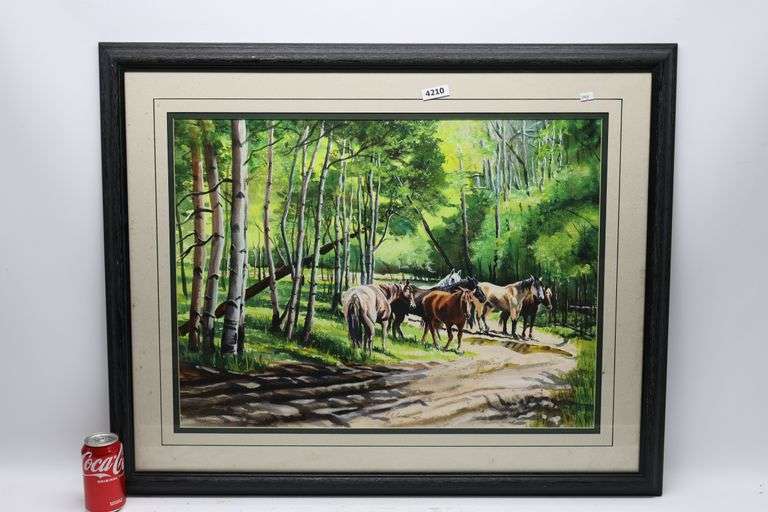 Robert Pierson Watercolor Painting of Wild Horses - Dixon's Auction at ...