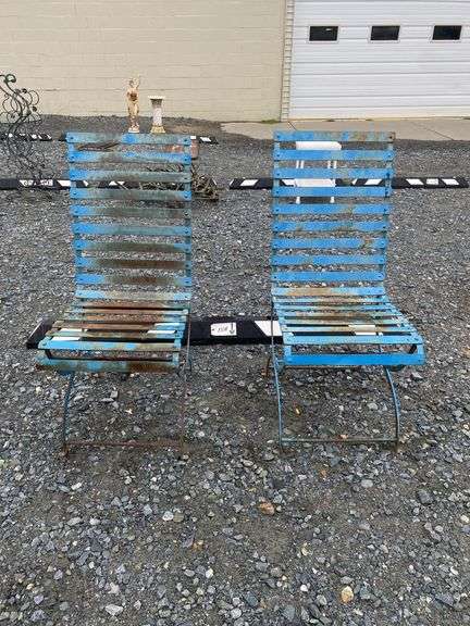 Pair of MCM Metal Patio Chairs - Dixon's Auction at Crumpton