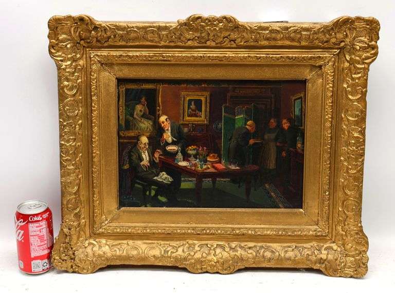 Antique Oil on Board Humorous Genre Painting Signed Geo. Fox - Dixon's ...