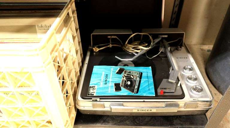 Collection of Vintage Record Albums & Singer Record Player - Dixon's ...