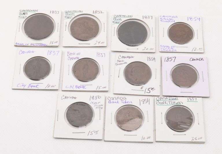 (11) Canadian Bank Tokens - Dixon's Auction at Crumpton
