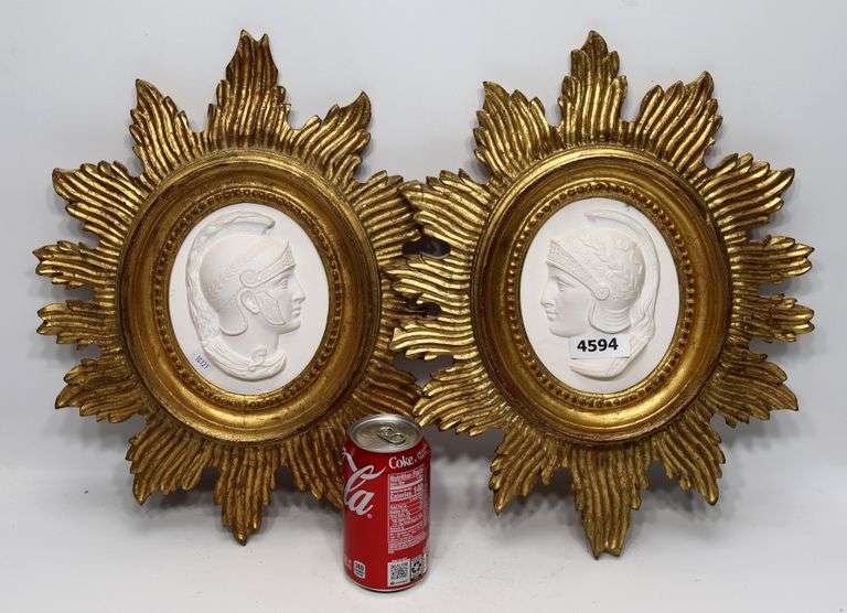 Pair Vintage Italian Plaques with Carved Gilt Frames - Dixon's Auction ...