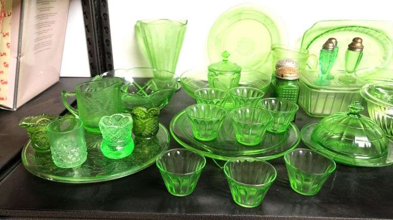 Collection of Vintage / Antique Green Depression Glass Dishes - Dixon's ...