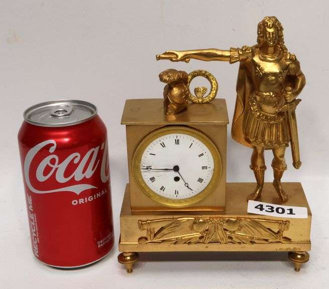 Antique French Gilt Bronze Warrior Clock - Dixon's Auction at Crumpton