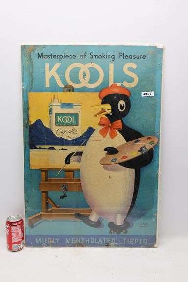 Vintage Kools Cigarettes Advertising Poster - Dixon's Auction at Crumpton