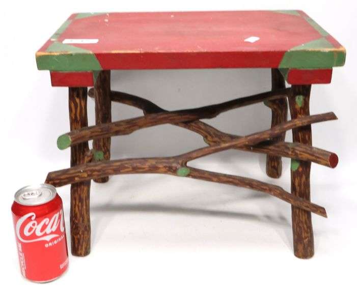 Antique Adirondack Folk Art Painted Twig Table - Dixon's Auction at Crumpton