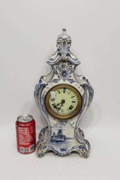 Antique Royal Bonn Delft Porcelain Mantel Clock-Hairline to Base ...
