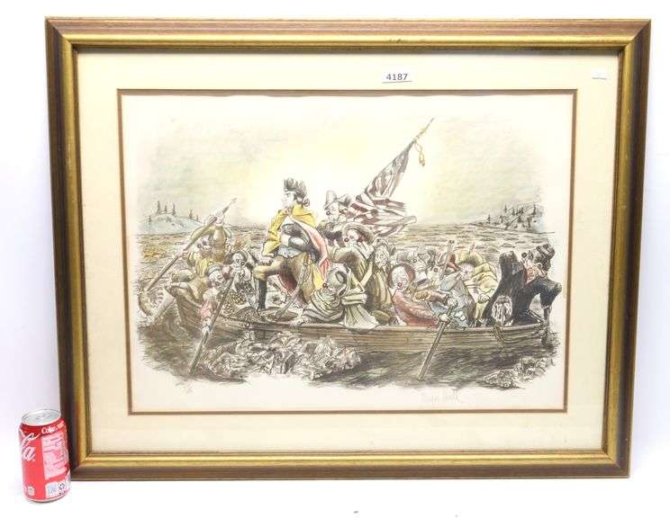 Wayne Havell Artist Signed Print of Richard Nixon Crossing the Delaware ...