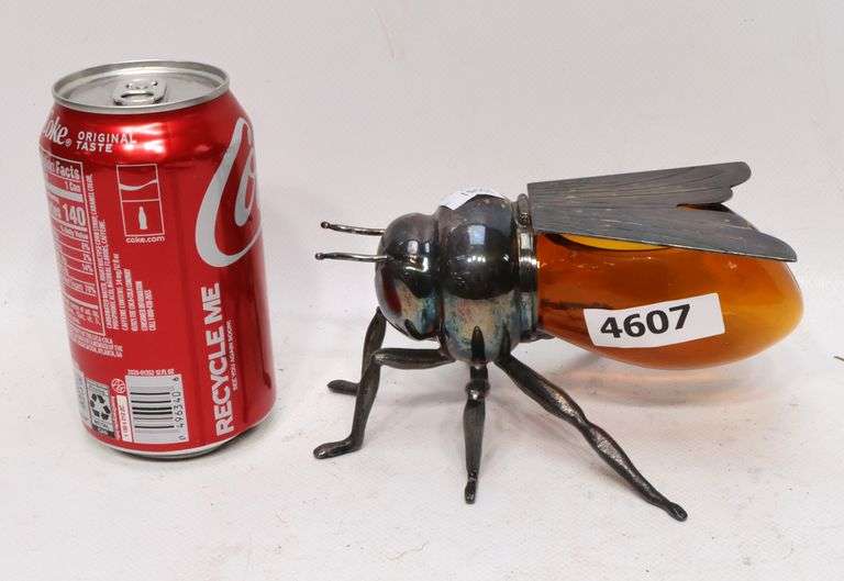 Mappin & Webb Glass & Silverplate Fly Condiment Jar - Dixon's Auction ...