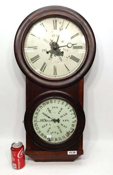 Antique Lewis Perpetual Calendar Regulator Clock - Dixon's Auction at ...