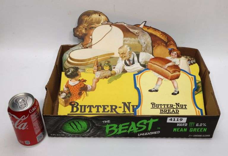 (4) Antique Butter-Nut Bread Cardboard Advertising Displays - Dixon's ...