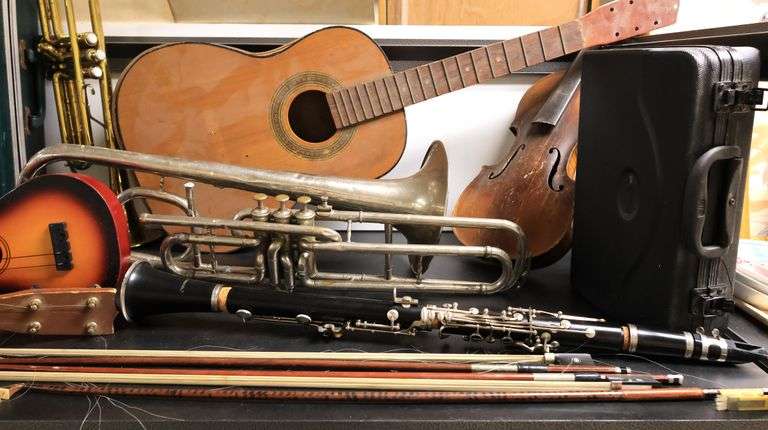 Lot of Musical Instruments, Trumpet, Guitar, Violin, Bows - Dixon's ...