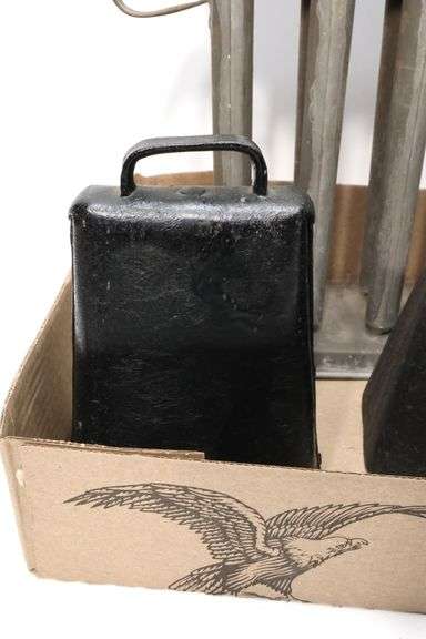 (4) Antique Candle Mold, Cow Bells, & Grater - Dixon's Auction at Crumpton