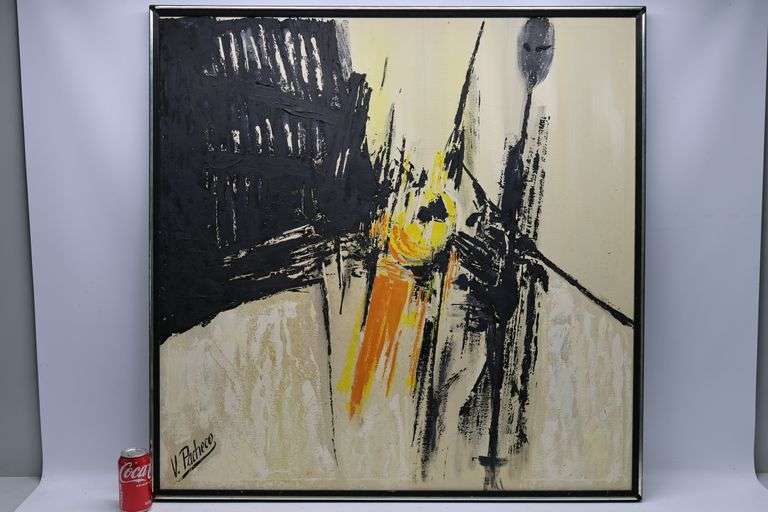 MCM Abstract Expressionist Painting Signed Pacheco - Dixon's Auction at ...