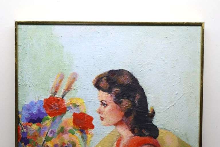 MCM Oil on Canvas Portrait Painting Signed Lower Right - Dixon's ...