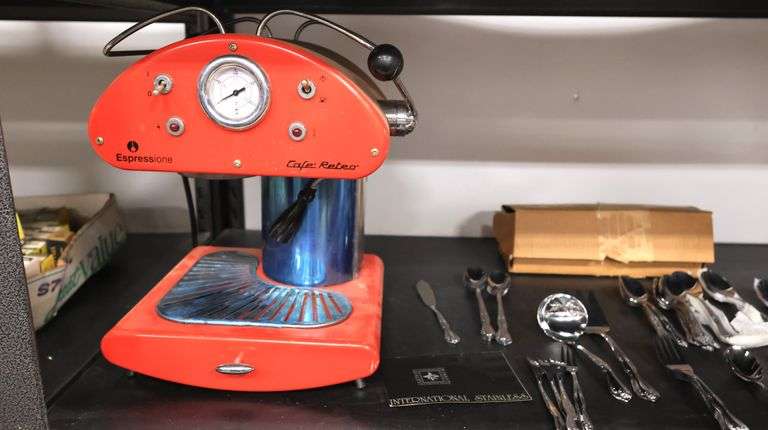 Lot International Stainless Flatware, Cafe Retro Espressione Machine ...