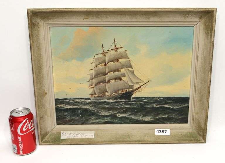 Alfred Gabali Oil Painting of Ship - Dixon's Auction at Crumpton
