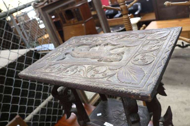 Vintage Ethnographic Carved Table with Tiger Motif - Dixon's Auction at ...