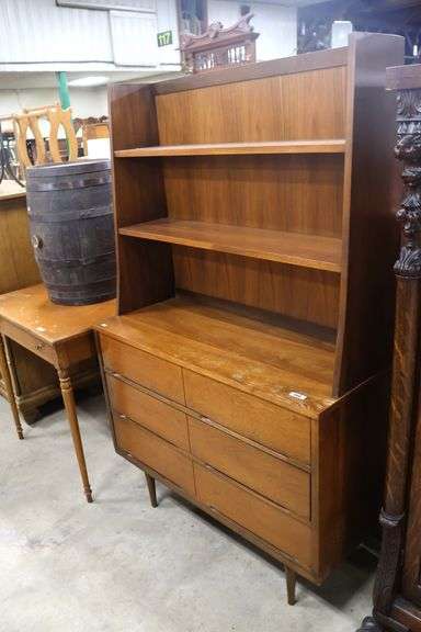 MCM Walnut One Piece Hutch - Dixon's Auction at Crumpton