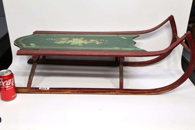 Antique Paint Decorated Folk Art Sled - Dixon's Auction at Crumpton