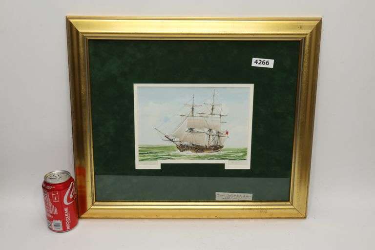 John Batchelor Watercolor Painting of Ship - Dixon's Auction at Crumpton