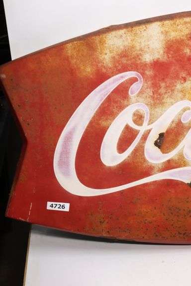 Vintage Coca Cola Fishtail Sign - Dixon's Auction at Crumpton