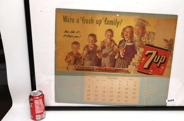 Vintage 7 Up Advertising Calendar - Dixon's Auction at Crumpton