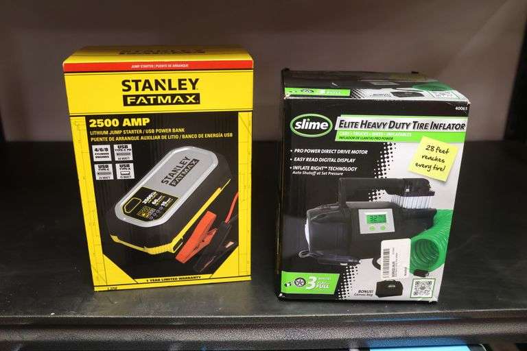 Open Box: Stanley 2500 Amp Jump Starter and Slime Heavy Duty Tire ...